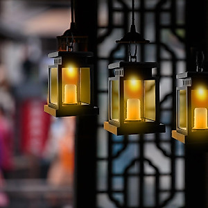 Kyson Solar Power Vintage Latern Candle Twinkle Effect 2 LEDs Outdoor waterproof Hanging Umbrella Garden Pathway Stairs wall Led Lamp Light Pack of 4