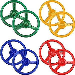 Haconba 8 Pack Steering Wheel Playset Plastic Steering Wheel Swingset Playground Pirate Ship Wheel for Kids Adults Outdoor Playground Playroom Treehouse Accessories (Red,Blue,Green,Yellow, 8)
