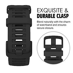 MoKo Watch Strap Compatible with Garmin Instinct Esports/Solar/Tactical/Tide Military Watch,Soft Silicone Adjustable Replacement Band Fit Garmin Instinct 2 Sports GPS Smart Watch - Black