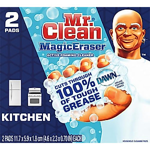Mr. Clean Magic Eraser Kitchen with Dawn, Cleaning Pads with Durafoam, 2 Count
