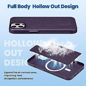 ZCDAYE for iPhone 14 Pro Max Magnetic Case, 3D Hollow Mesh Heat Dissipation Phone Case Compatible with Magsafe, Breathable Cooling Hard PC Shockproof Cover for iPhone 14 Pro Max(6.7 inch, Dark Purple)