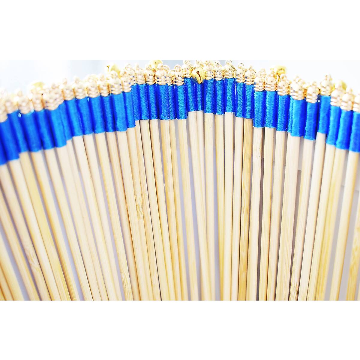 100 Pack Blue Lace Wedding Ribbon Wands Streamers with Bells Silk Fairy Wands Sticks Wedding Exit Ribbon for Party Activities Bridal Shower Send Off Holiday Celebration