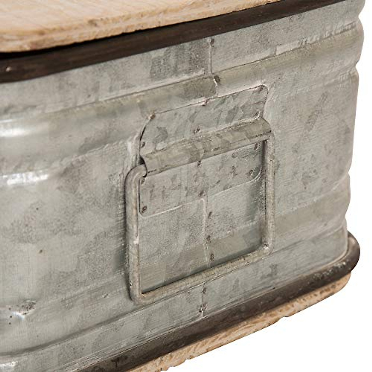 glitzhome Set/2 Farmhouse Metal Storage Nesting Boxes with Wooden Lids Galvanized Storage Chests Small and Large