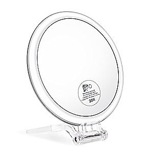 JMH 6Inch,20X Magnifying Mirror,Double-Sided Hand Held Mirror with 1X/20X Magnification,Foldable Makeup Mirror for Handheld/Stand,Use for Makeup Application,Tweezing,and Blackhead/Blemish Removal.