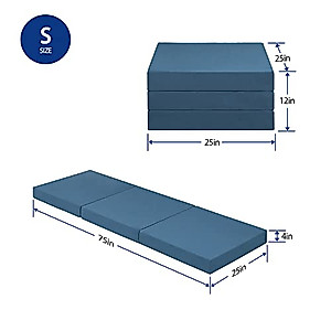 Olee Sleep 4 inch Tri-Folding Memory Foam, Narrow Twin Trifold Topper, Green
