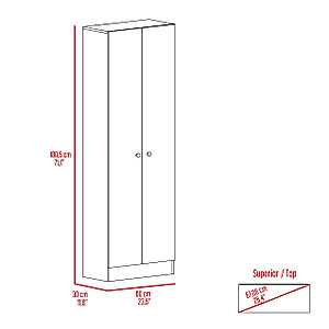 Prohonbec 71" H Modern Pantry Cabinet Cupboard, 5 Shelves, Double Door Cabinet Storage for Kitchen, Dining Room, Laundry or Utility Room (Dark Brown/Black)