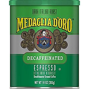 Medaglia D'Oro Decaf Italian Roast Espresso Style Ground Coffee, 10 Ounces