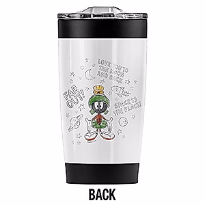 Logovision Looney Tunes Marvin The Martian Moon & Back Stainless Steel 20 oz Travel Tumbler, Vacuum Insulated & Double Wall with Leakproof Sliding Lid | Great for Coffee/Hot Drinks and Cold Beverages
