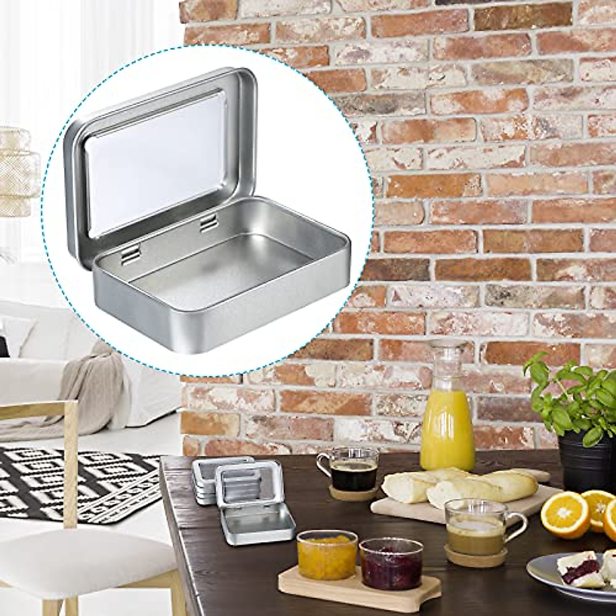 Rectangular Hinged Tins Box Metal Rectangular Empty Container Metal Storage Organizer Tins Small Metal Empty Hinged Tins Mini Portable Box Containers with Clear Window for Candies (24)