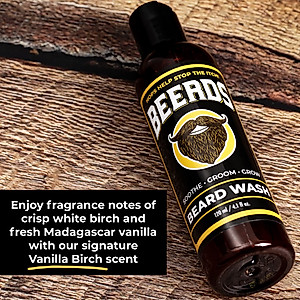 BEERDS Beard Wash (4 oz) Boosted by Hops - Cleanses, Restores, Delivers Antioxidants, Key Nutrients, Made in USA (Vanilla Birch)