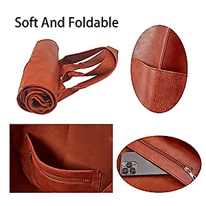 KlaOyer Oversized Leather Tote Bag Large Capacity Work Hobo Pu Leather Bucket Purse And Handbag Big Soft Travel Shopping Bag (Black)