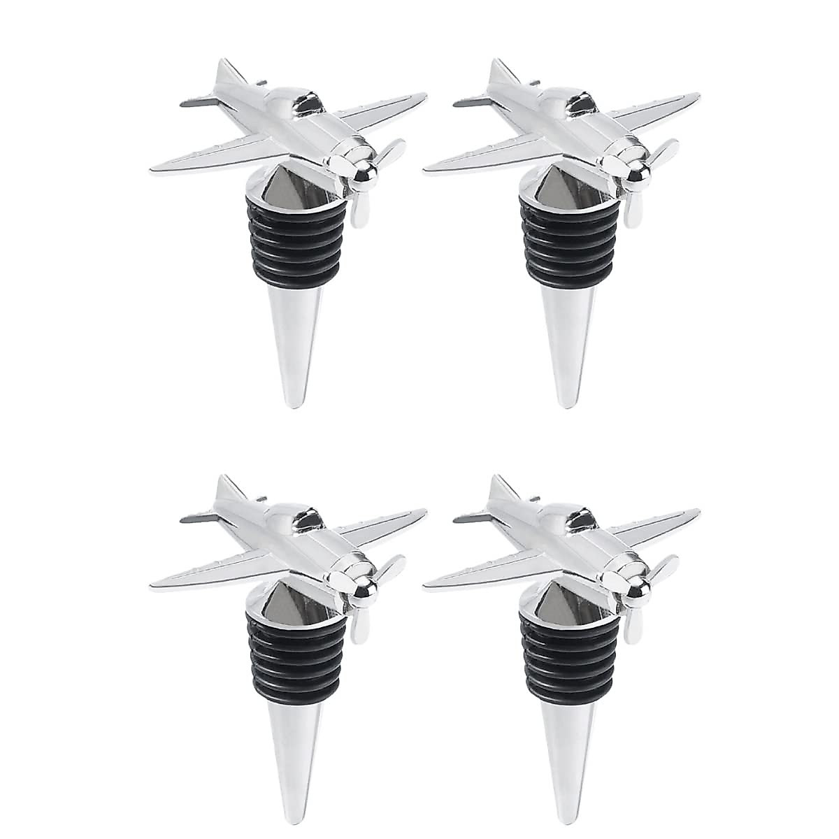 Zerodeko 4PCS Zinc Alloy Wine Bottle Stoppers, Wine Bottle Stopper, Wine Champagne Preservation Plug, Aircraft Style Beer Wine Spout Saver Beverage Bottle Seal