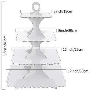 4-Tier Cardboard Cupcake Stand,2 Pack Cupcake Stand Tower, Cupcake Tower, White Cupcake Tier Stand,Square Cup Cake Stand Cardboard Dessert Cupcake Stand Holder for Parties, (White)