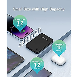 4500mAh Built in Cable Cell Phone External Battery Pack, Portable Phone Charger Power Bank 5V 2.1A Charging Mobile Phone Charger USB-C In/Out Compatible with iPhone 6/7/8/X/11/12/13/14, Heated Vest