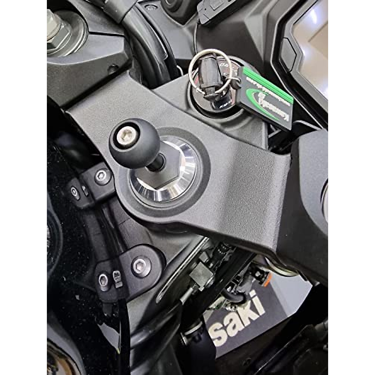 Mounts Lab MotoMount Ninja- Kawasaki Ninja Motorcycle for 12mm Hexagon Hole Mount/Fork stem Base Mount with 1inch(25mm) Ball- Compatible with Phone/Camera/GPS Mount(Adapter), black (ML-Ninja01)