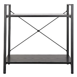 Solid Double Bookcase Short Frame Wood Bookshelf Display Rack Small Place Cozy, Black