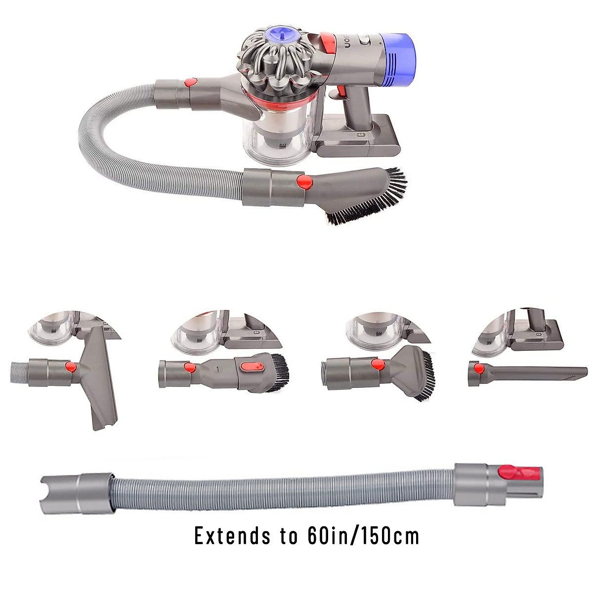 Attachments Kit for Dyson Vacuum GEN5 G5 V15 V11 V10 V8 V7 Absolute Detect Animal Outsize Cyclones Cordless Stick Vacuum Cleaner, Accessories Bundle Replacement Brush Tools & Extension Hose (6 in 1)