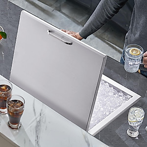 VEVOR Drop in Ice Chest, 28" L x 16" W x 17" H Stainless Steel Ice Cooler, Commercial Ice Bin with Hinged Cover, 40 qt Outdoor Kitchen Ice Bar, Drain-Pipe and Drain Plug Included, for Cold Wine Beer