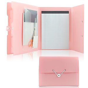 JIMEIQI Accordion File Organizer, 6 Pocket Pink Expanding File Folder with Notebook & Storage Bag, Versatile Document Organizer for Letter Size/A4 Paper, Portable Accordion Folder for Office/School