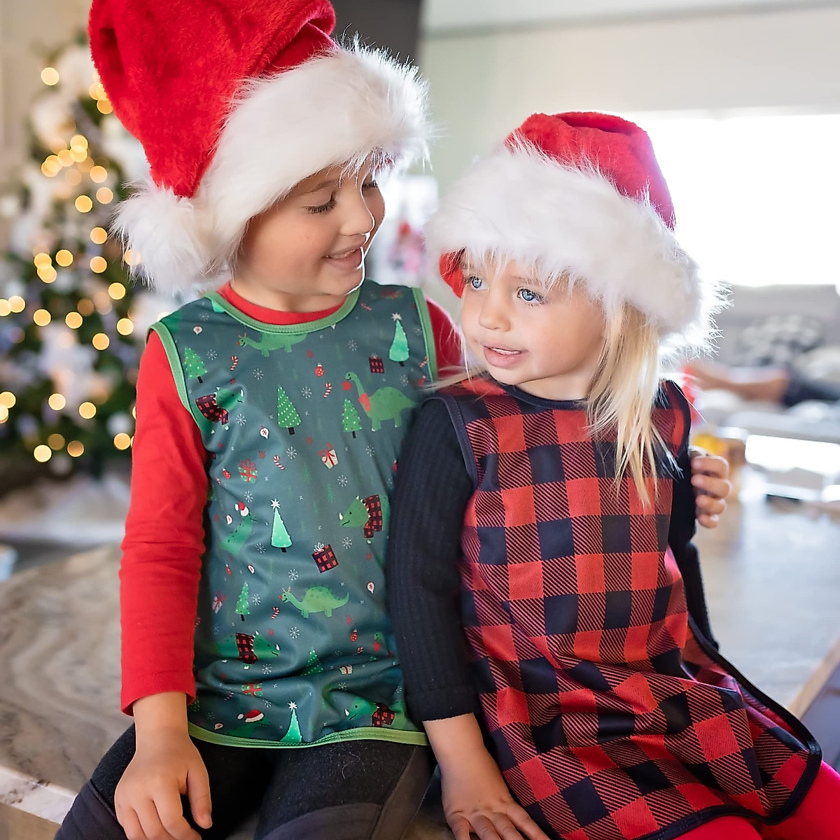 BapronBaby Red Buffalo Plaid Bapron - No Neck Tie Safer Bib for Baby & Toddler - Soft Waterproof Stain Resistant - Machine Washable - Sz Baby/Toddler 6m-3T