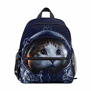 UMIRIKO Cute Kid's Toddler Backpack Astronaut Cat Space Nasa Schoolbag for Boys Girls,Kindergarten Children Bag Preschool Bag with Chest Clip 2021323