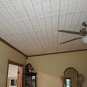 A La Maison Ceilings R125 Emma's Flowers Glue-up Styrofoam Ceiling Tile (256 sq. ft./Case), Pack of 96, Rusted Steel