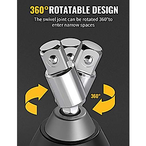 Tool Gift for Man, 3-Piece Power Drill Sockets Adapter Sets, 360°Rotatable Hex Shank Impact Driver Socket Adapter, Socket to Drill Adapter 1/4" 3/8" 1/2" Impact Driver Adapter
