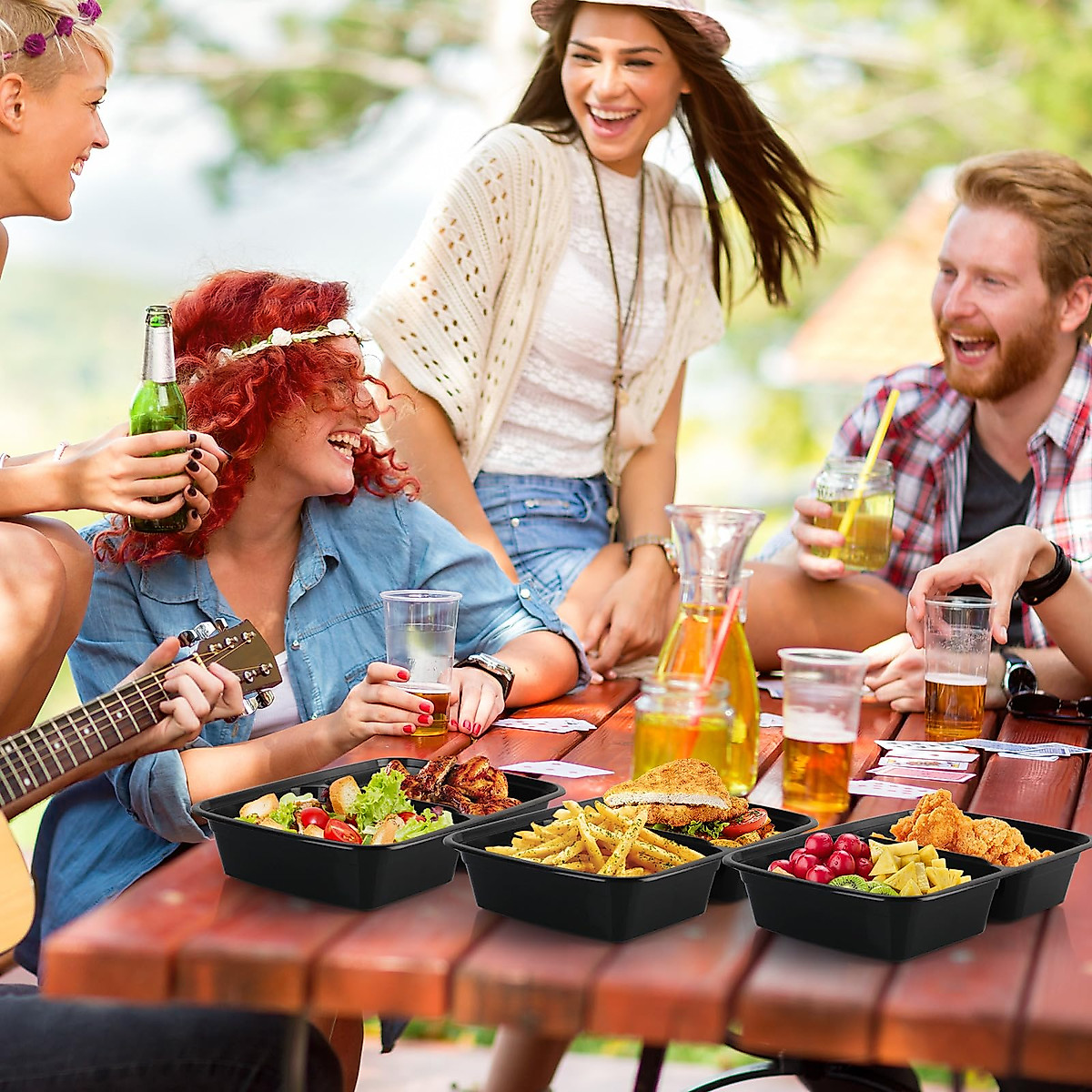 vivigu Meal Prep Containers Reusable 30 Pack - 2 Compartment food storage containers with lids, To Go Food Containers BPA-Free, To Go Containers With Lids Microwave, Dishwasher, Freezer Safe 30 oz