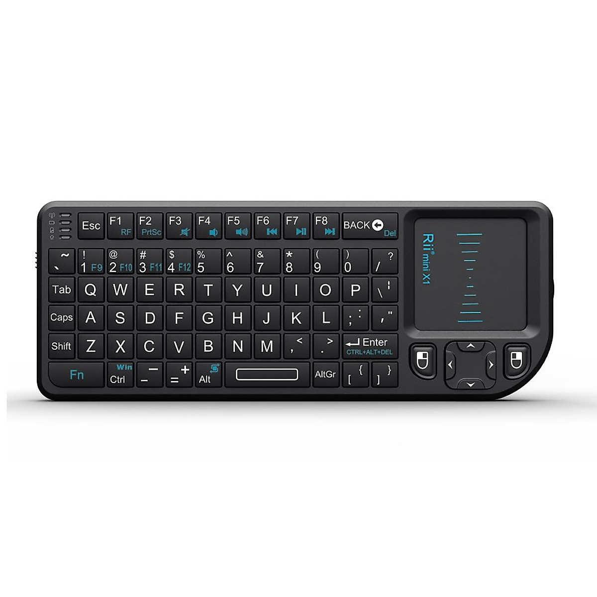Rii 2.4G Mini Wireless Keyboard with Touchpad Mouse,Lightweight Portable Controller with USB Receiver Remote Control for Windows/ Mac/ Android/ PC/Tablets/ TV/Xbox/ PS3. X1-Black .