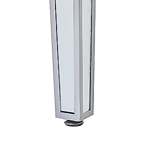 OPTOUGH Modern Glass Mirrored Coffee Table with 2 Drawers, Cocktail Platform with Crystal Handles and Adjustable Height Legs for Living Room, Silver