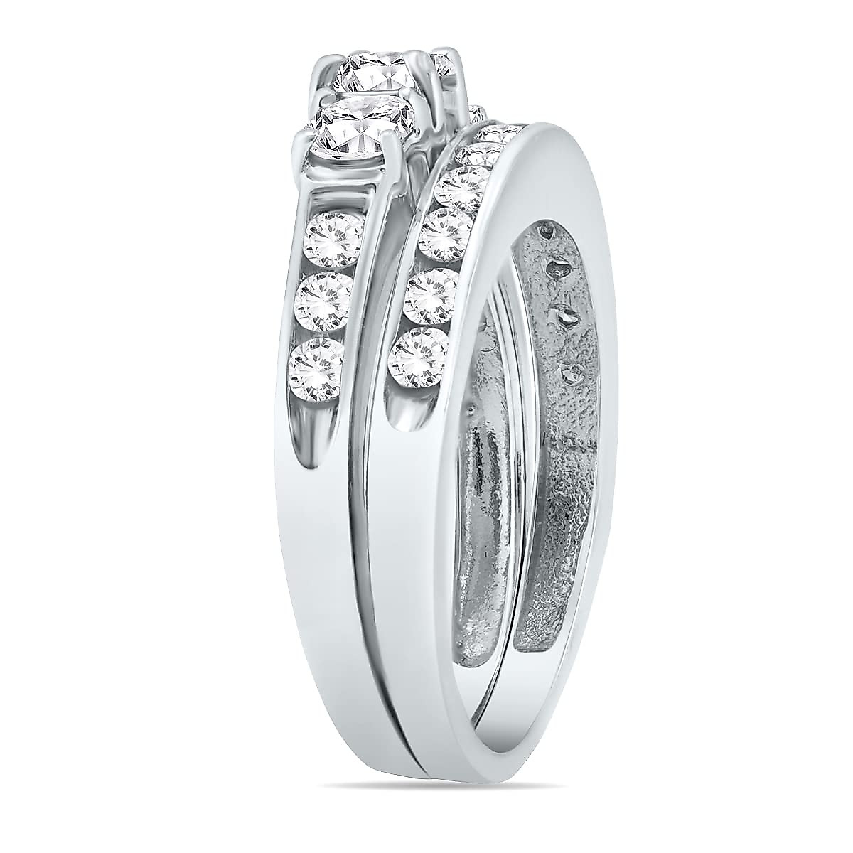 1 1/2 Carat TW Three Stone Diamond Bridal Set in 10K White Gold