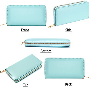 Badiya Women Rfid Blocking Leather Wallet Embossed Zip Around Clutch Purse with Wristlet