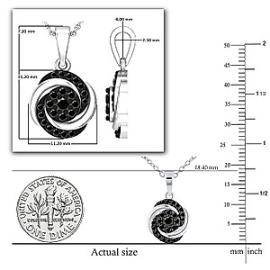 Dazzlingrock Collection Round Black Diamond Twisted & Swirl Circle Pendant for Women (0.29 ctw, Color Black, Clarity Opaque), 925 Sterling Silver