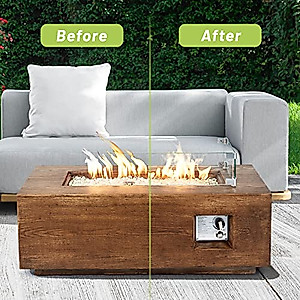 ECOTOUGE Fire Pit Wind Guard for Fire Table, 30.7” x13” x4.7” Clear Tempered Glass Flame Guard with Hard Aluminum Corner Bracket & Rubber Feet