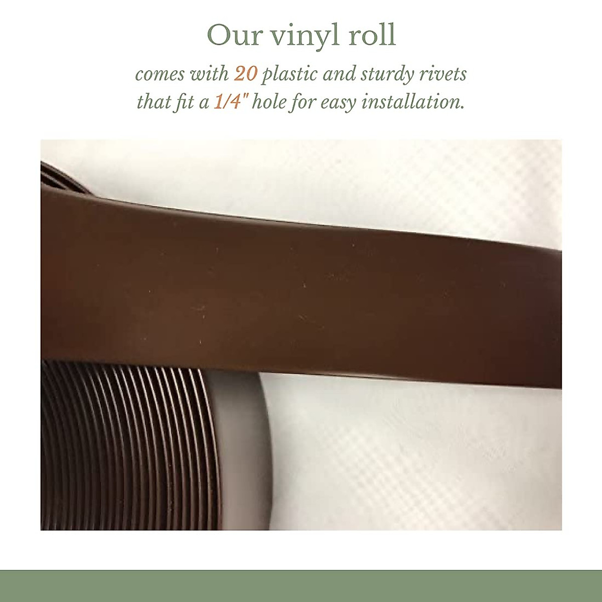 Jejavu Sunniland Patio Vinyl Strap Roll, Perfect for Patio Furniture, Pool, Lawn, Garden, Make Your Own Replacement Straps, 20 Free Fasteners, 2" Wide x 20' Length, Dark Brown