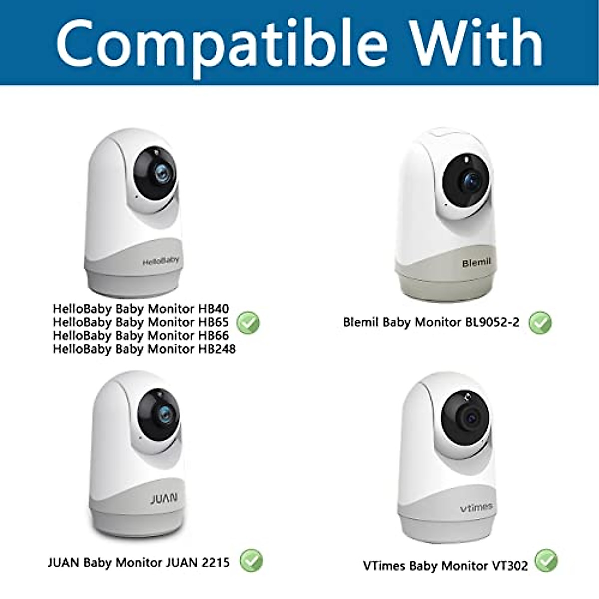 HOLACA Flexible Clip Mount for Hellobaby HB6550/HB40/HB65/HB66/HB248, Blemil Baby BL9052-2,JUAN2215 and VTimes302 Baby Monitor Camera Stand Bracket for Crib Without Tools or Wall Damage (Clip Mount)