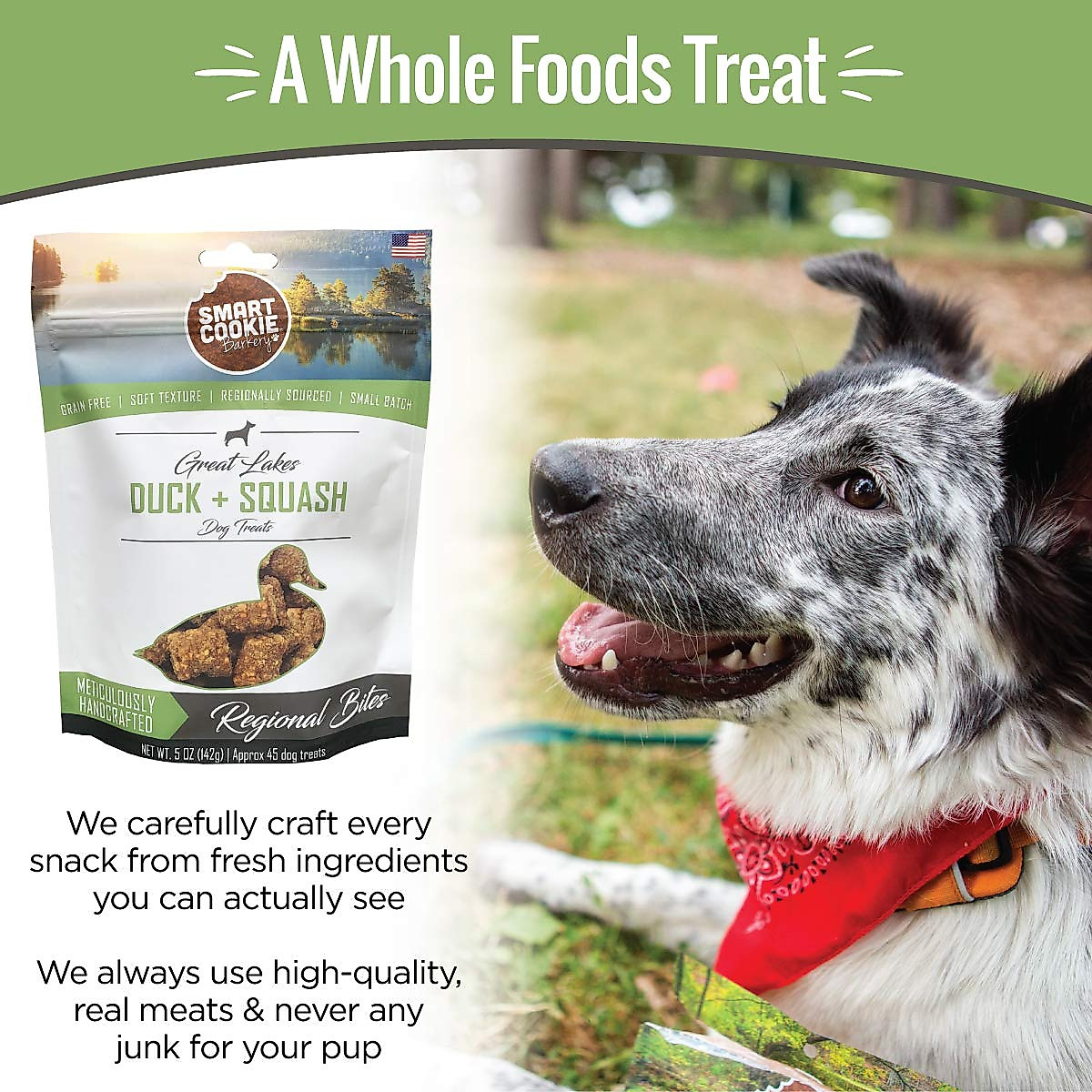 Smart Cookie All Natural Dog Treats - Duck & Squash - Training Treats for Dogs with Allergies or Sensitive Stomachs - Soft Dog Treats, Grain Free Dog Treats, Chewy, Human-Grade, Made in USA - 5oz Bag