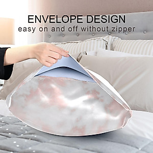 Blueangle Rose Gold Marble Satin Pillowcase for Hair and Skin Silk Pillowcase, Queen Size(20x30 inches) - Satin Pillow Covers with Envelope Closure
