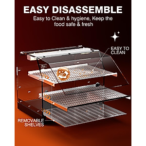 PYY Commercial Food Warmer Display - Countertop Hot Box Warming Cabinet for Restaurant Party Buffet, 3-Tier Electric Heating Case with Dual Insulated Door Suit for Pizza Hamburger, Black