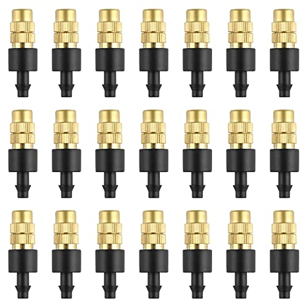 30PCS Adjustable Copper Atomizing Nozzle Kalolary Drip Irrigation Sprayer 4/7mm Atomizing Micro Sprinkler Garden Cooling Irrigation Equipment for Lawn Vegetables Greenhouse (Short)