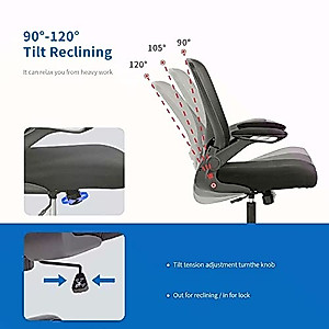 Ergonomic Office Chair Small Mesh Comfortable Computer Comfy Swivel Rolling Executive Task with Lumbar Support Wheels and Arms Mid Back Adjustable Adults for Bedroom Desk Black