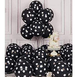 SULALABOO 63PCS Black Polka Dot Balloons 12 Inch Latex Helium Round Party Balloons Kit for Birthday Party Decorations