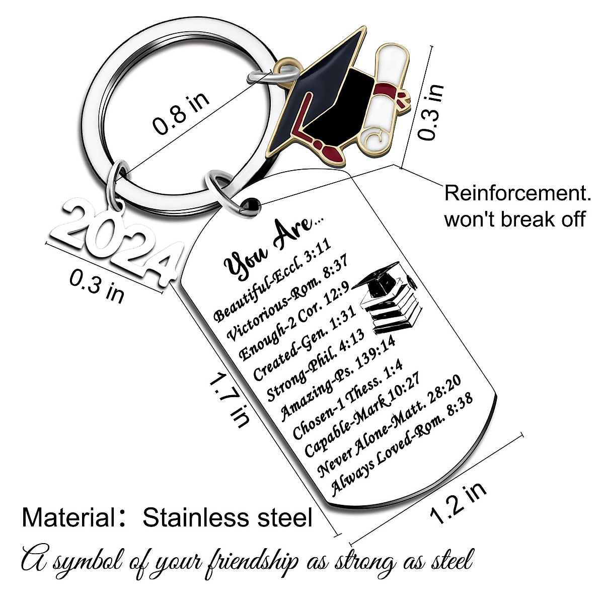 Religious Graduation Gifts Ideas for Her Him Class Of 2024 Senior Stuff Christian Spiritual Bible Verse Gifts Inspirational For Women Teen Girl Best Friend Mom Encouragement Keychain Accessories