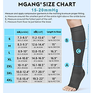 MGANG® 15-20 mmHg Compression Stockings, Knee High Compression Socks for Men and Women, Opaque, Best for Nursing, Running, Travel, Sitting, Standing, Muscle Recovery, Swollen Legs, Beige 4X-Large