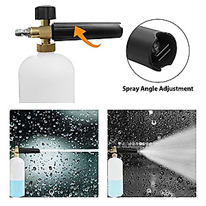 Ikaufen Pressure Washer Gun with Foam Cannon, Car Washer Gun Kit, High Pressure Soap Foam Lance with 5 Pressure Washer Nozzle Tips, 3600 PSI