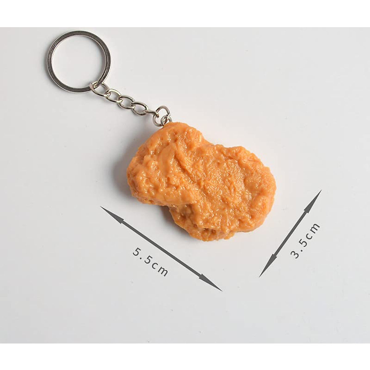 tenghong2021 Imitation Food Keychain Fried Chicken Leg Nuggets Wing Creative Keyring Fun Cute Handbag Purse Car Accessories (Set A(Chicken Nugget Necklace+Chicken Nugget Keychain))