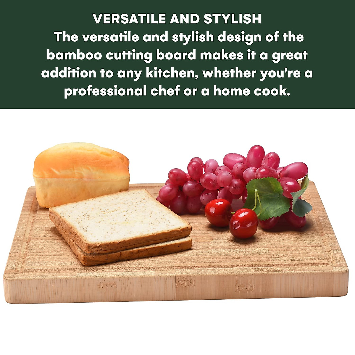 Prosumers Choice Large Bamboo Cutting Board for Kitchen - 14x10-Inch Heavy Duty Wood Chopping Boards for Meat, Fruits, and Vegetables - Rectangular Kitchen Serving Tray or Turkey Carving Block