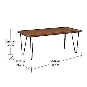 Amazon Brand – Rivet Industrial Mid-Century Modern Hairpin Dining Table, 70.9"L, Walnut and Black