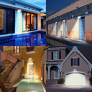 WAWUI 1000LM Solar LED Flood Lights Outdoor, Light Sensor IP65 Waterproof Solar Security Flood Lights 6000K Wired Solar Spot Lights for Outside, Yard, Garage, Garden, Patio, Pool