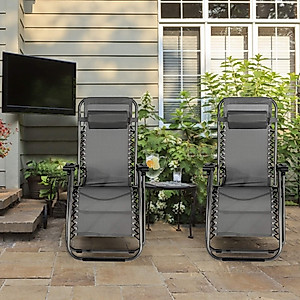 KARMAS PRODUCT Zero Gravity Chairs Set of 2 Reclining Outdoor Lounge Patio Chairs for Garden Beach Gray (Gray)…